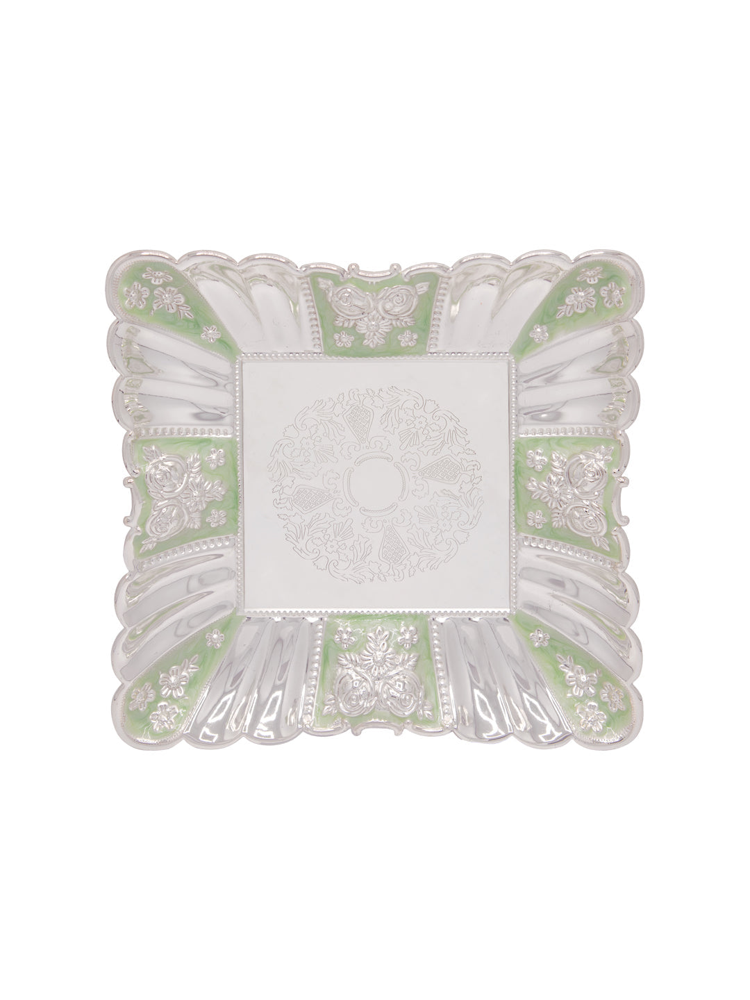 Shop Square Tray With Green Enamel (S) Online – Ekaani