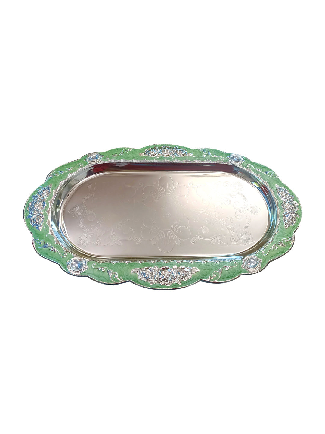 Shop Flower Green Enamel Tray Online – Ekaani