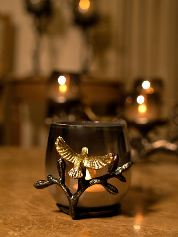 Shop Bird Votive Holder With Omber Green Glass Online. – Ekaani